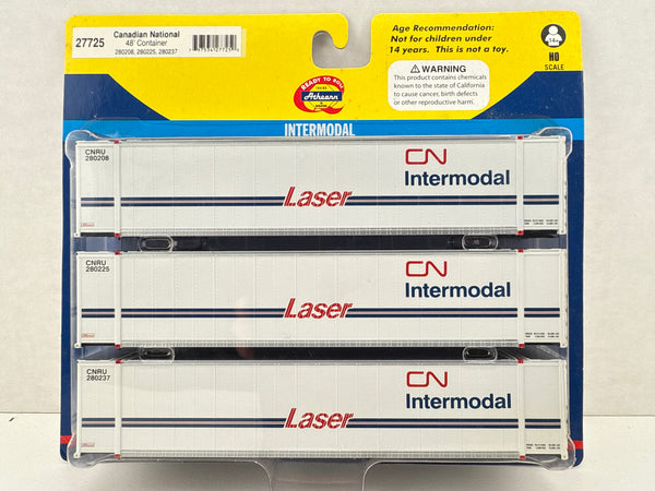 27725 Athearn Canadian National 48’ container (3-pack) Intermodal – PPW/A-Line/Arrow Hobby